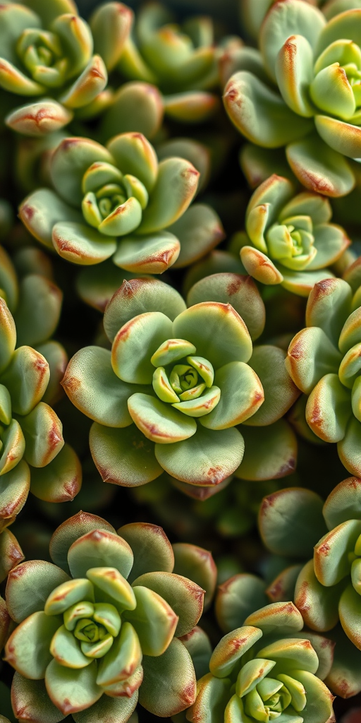 Vibrant Green Succulents Arranged Beautifully in a Lush, Natural Pattern