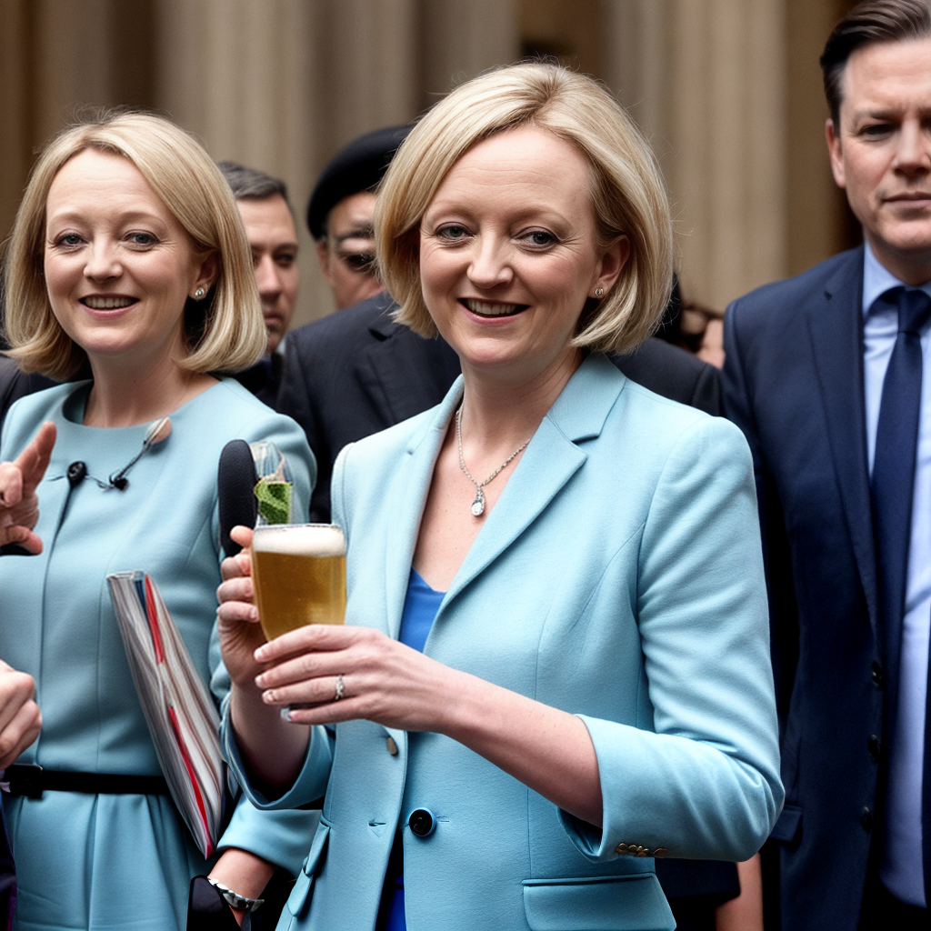 sloashed liz truss alcohol, drinking, party
