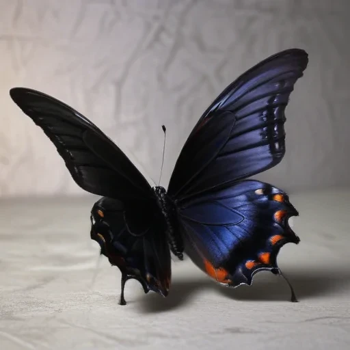 A Stunning Close-Up of a Vibrantly Colored Blue and Black Butterfly