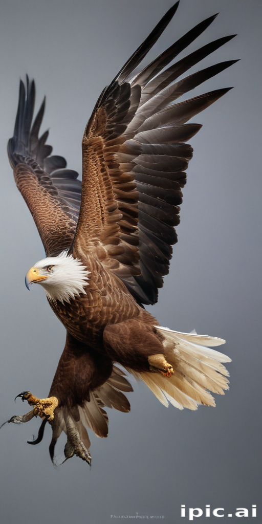 A Majestic Bald Eagle in Flight, Showcasing Its Powerful Wingspan and ...