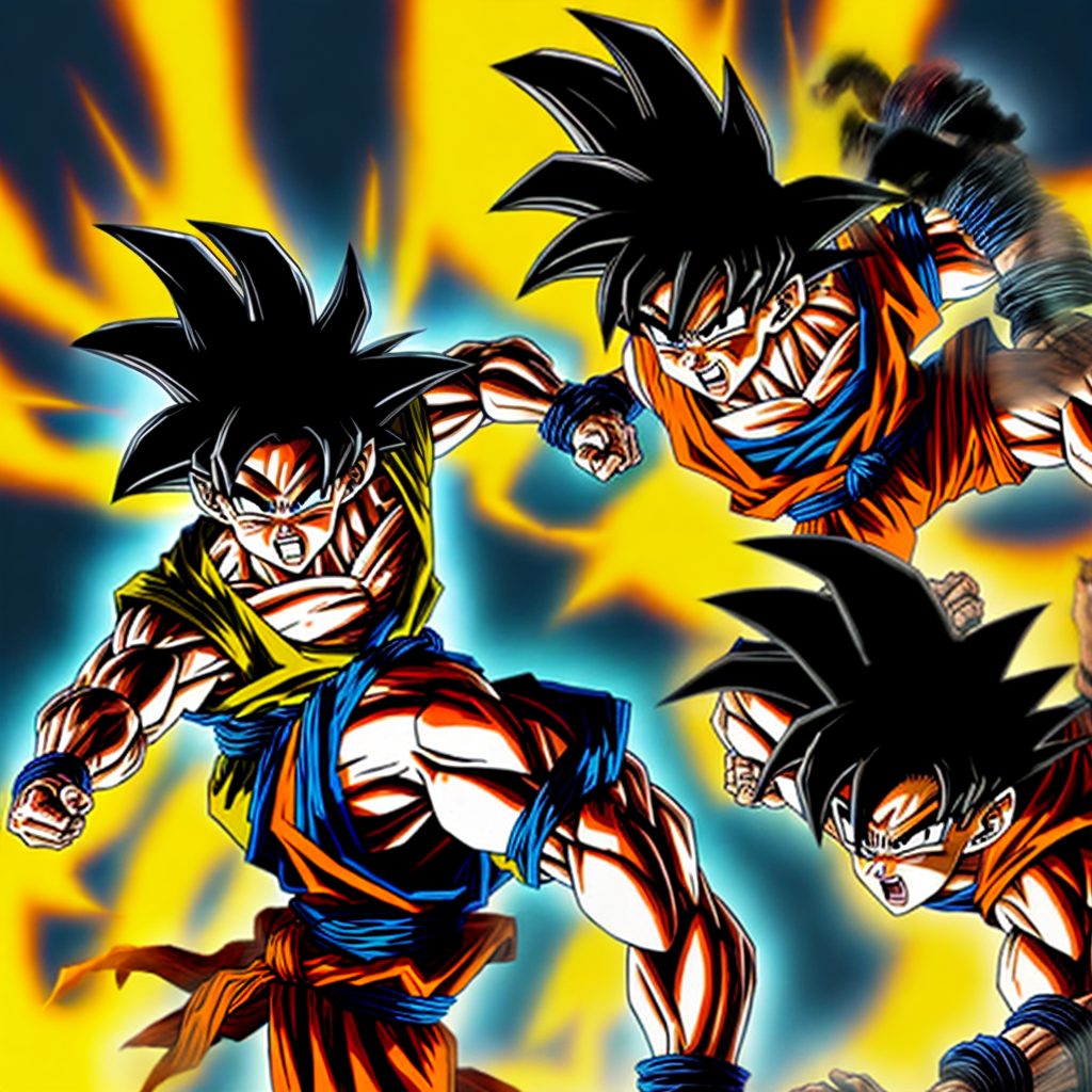 Goku from Dragon Ball merging with Scorpion from Mortal Kombat