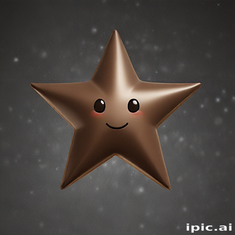 A Cute Brown Star with a Smile Against a Dark Background Sparkles.
