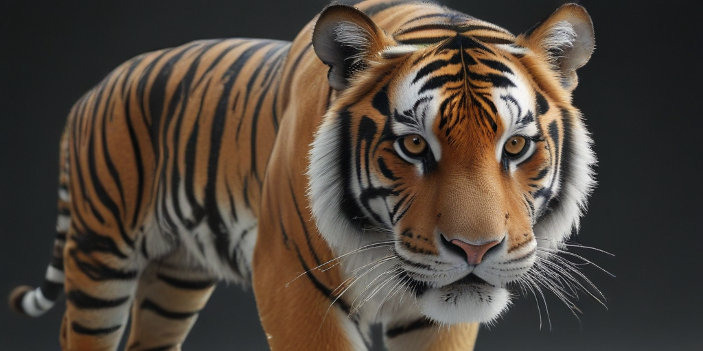 A Majestic Tiger Stalking Through the Shadows of Its Habitat.