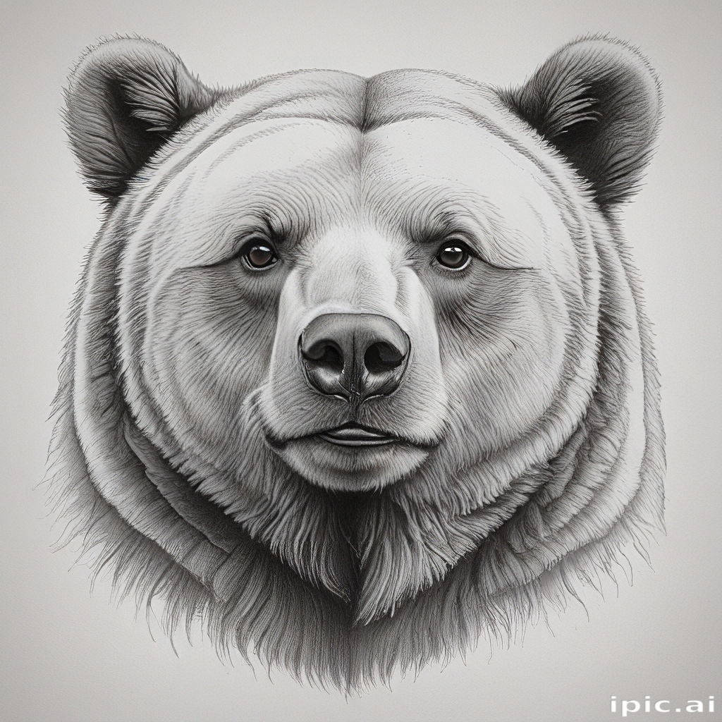 A Detailed Illustration of a Majestic Bear with Expressive Features and ...