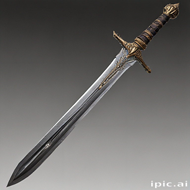 Exquisite Fantasy Sword with Intricate Design and Elegant Handle Details