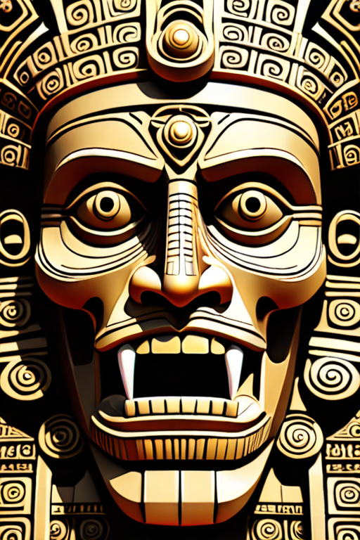 face of the god of death in a maya style