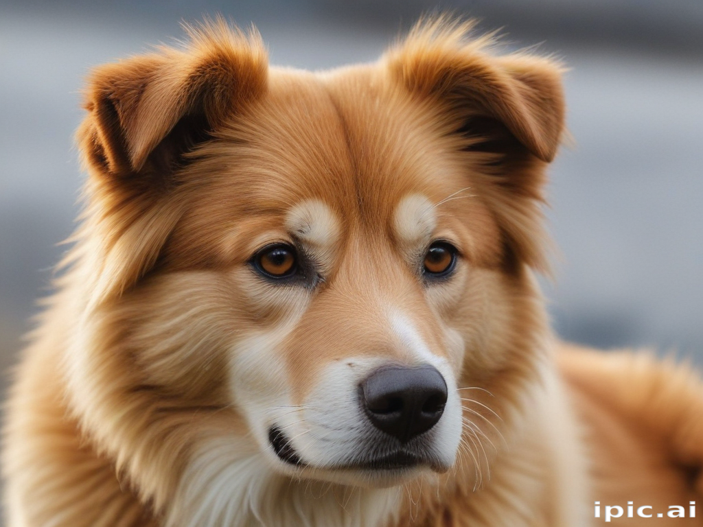 A Close-Up Portrait of a Beautiful Golden-Furred Dog with Expressive Eyes