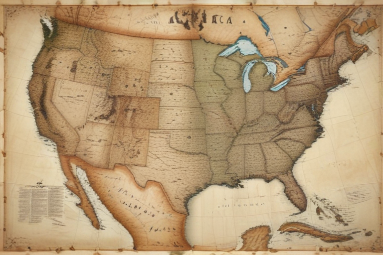 A Historical Map of the United States Illustrating States and Territories.