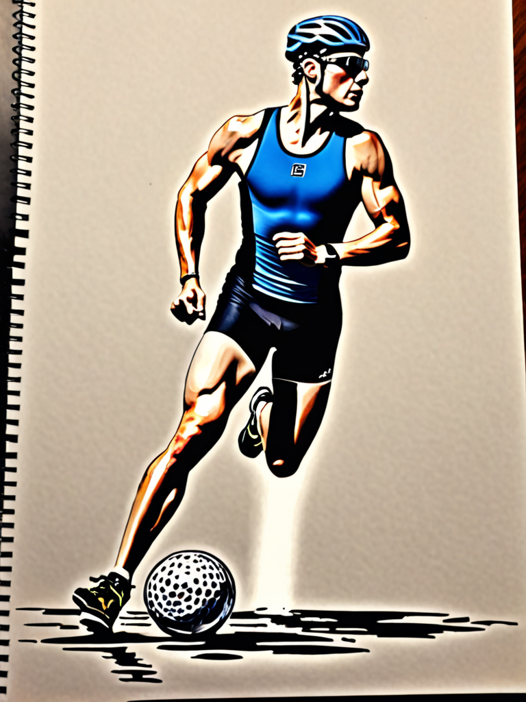 drawing of a triathlon athlete duck