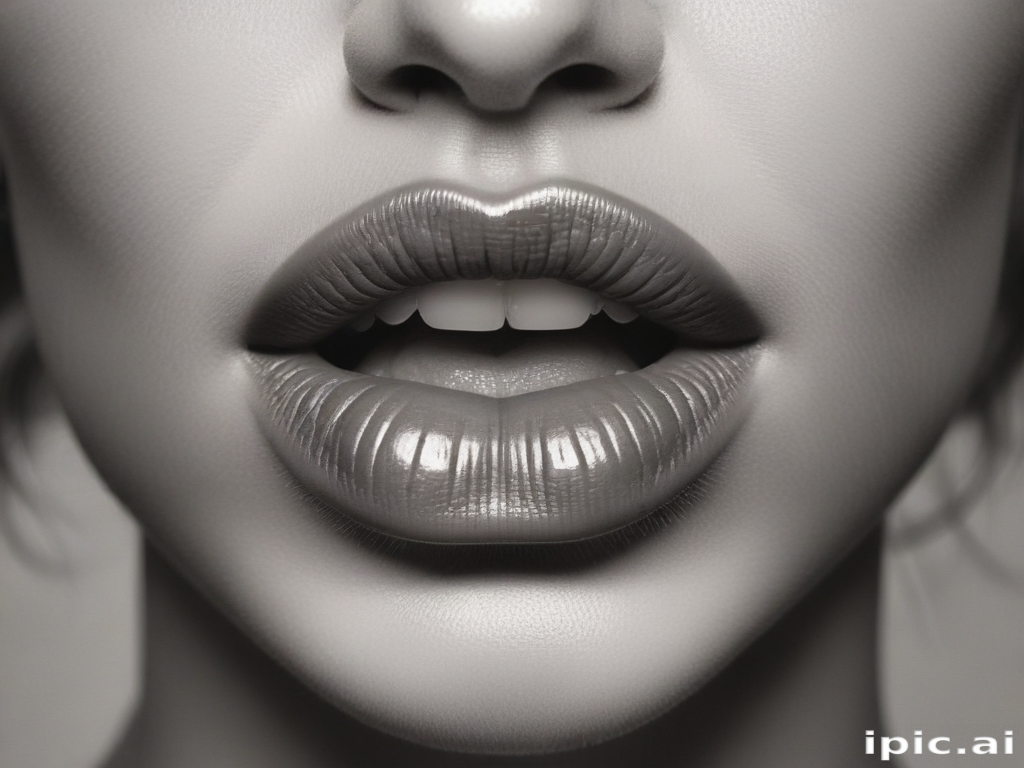 Close-Up of Luscious Lips with Detailed Texture and Expression in ...