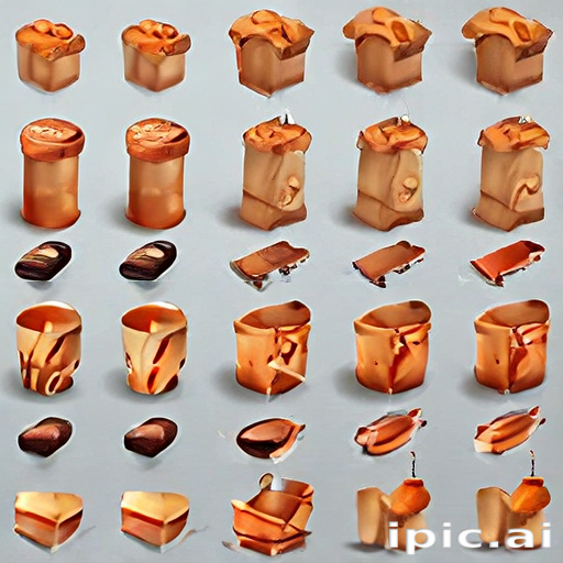 Artistic Collection of Various Caramel Candies in Unique Shapes and Styles