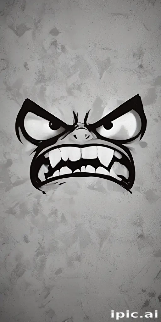 Angry Expression Illustrated on a Grungy Gray Wall Background