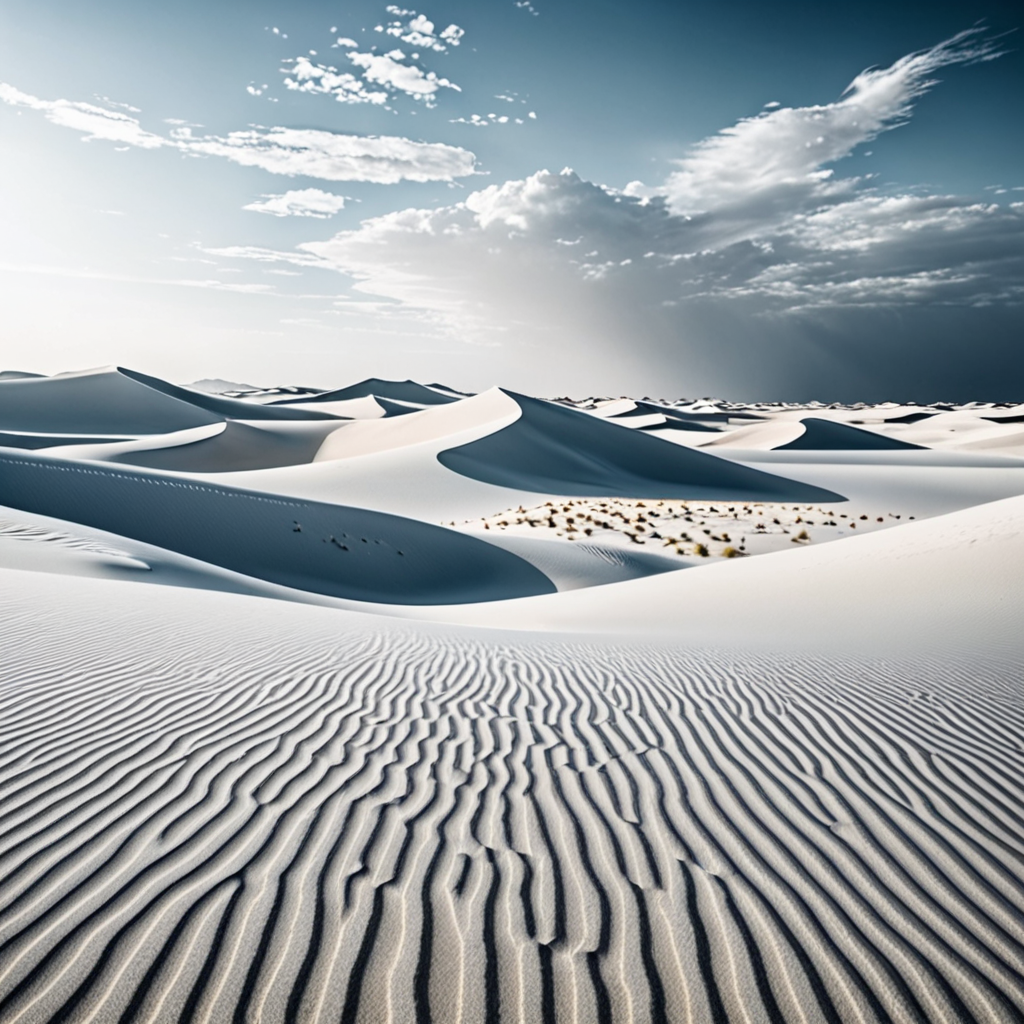 Futuristic landscape white sands dusty sky