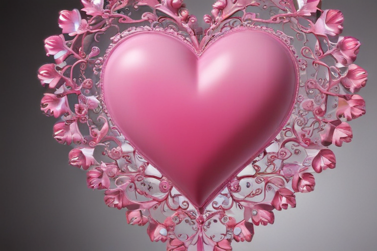Intricate Pink Heart Design Surrounded by Delicate Floral Patterns and ...