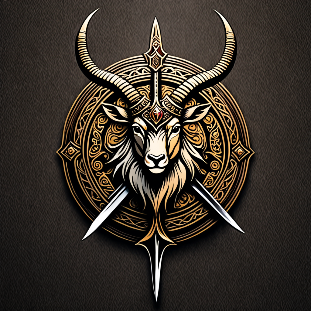 Sword and shield and spear and Legend of Markhor logo