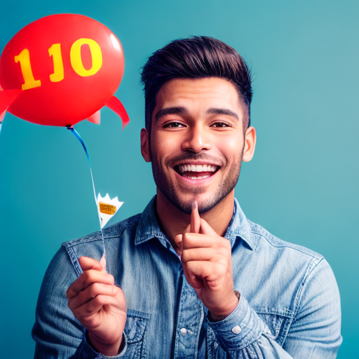 man smiling because he has just won the lottery and holds the winning ...