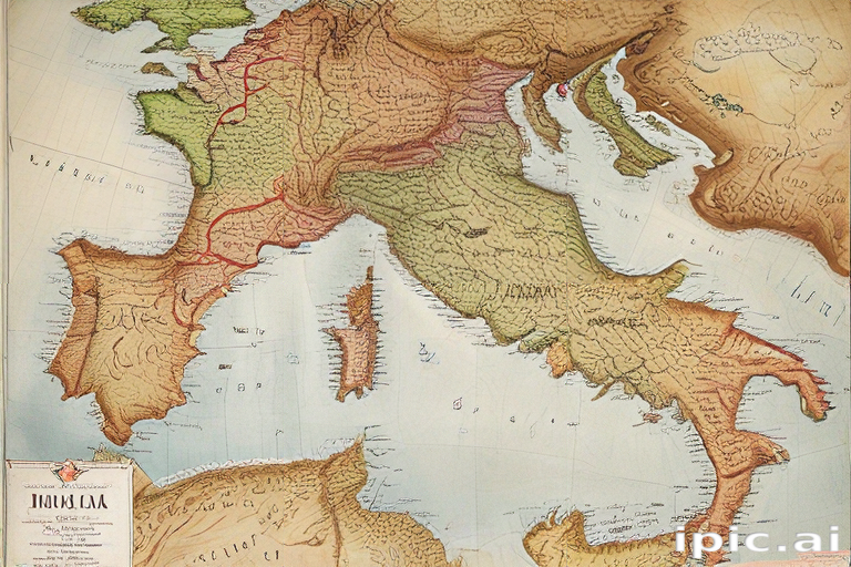 Detailed Historical Map of Italy Highlighting Geographic Features and ...