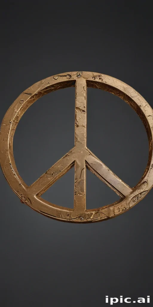 Symbol of Hope: A Bronze Peace Sign Representing Unity and Harmony