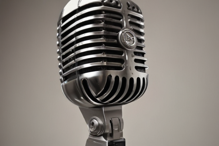 Classic Retro Microphone Standing Tall, Ready for Captivating ...