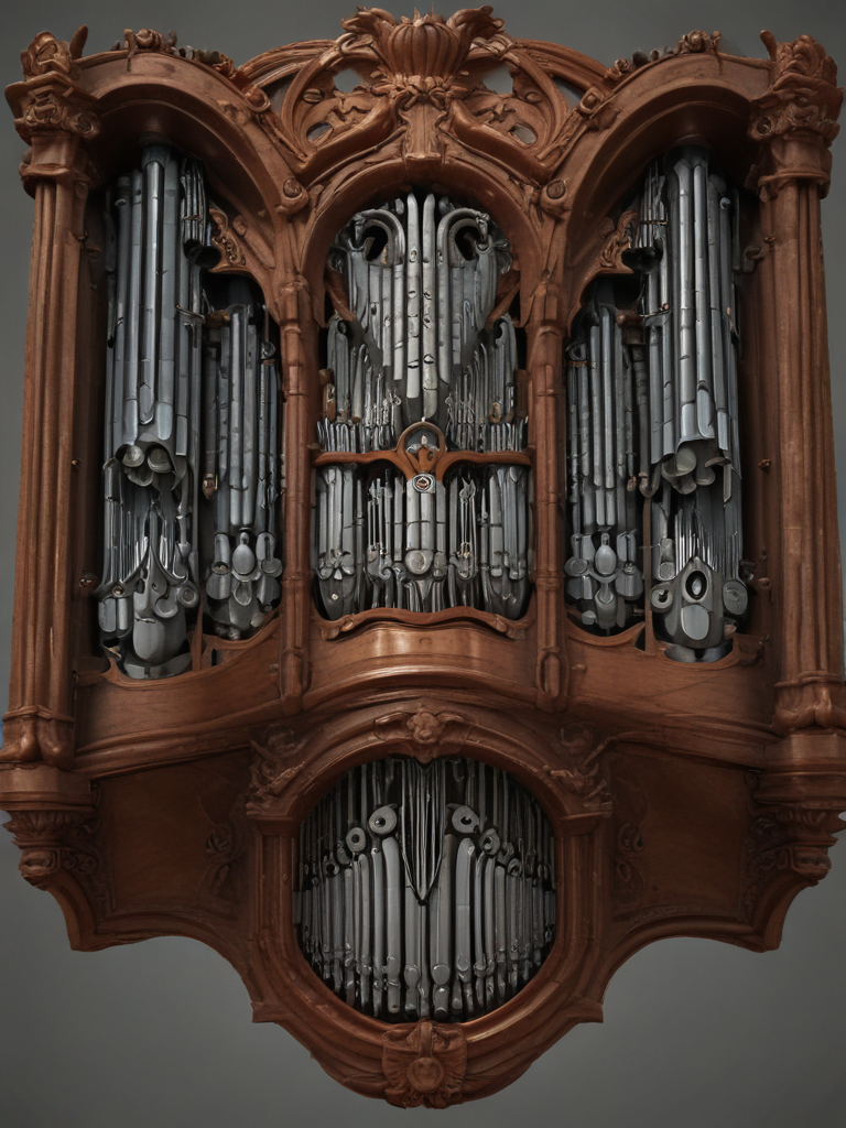 Intricately Designed Antique Organ with Elaborate Woodwork and Pipes ...