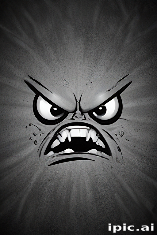Furious Cartoon Character Expressing Rage with Intense Facial Features ...