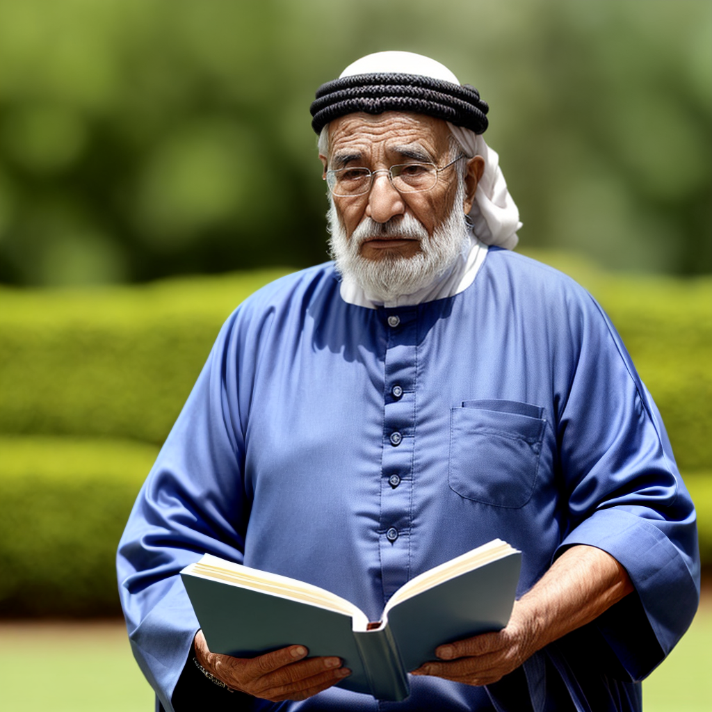 Old Arabic man read book