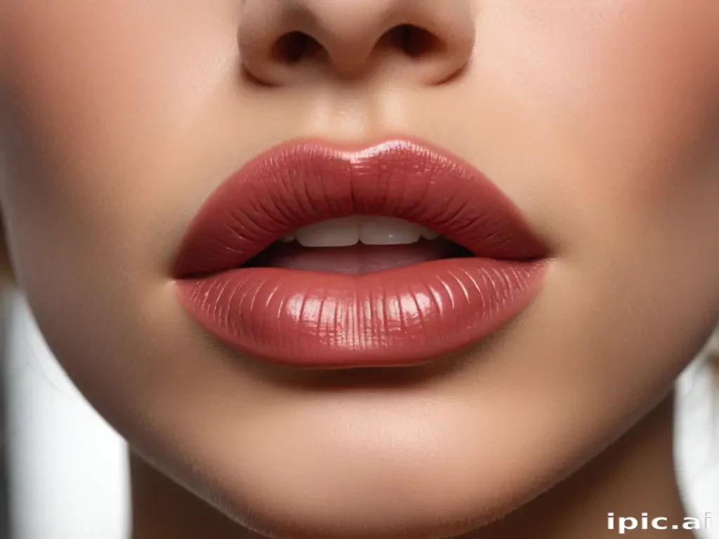 Close-Up of Beautifully Defined Lips with Smooth, Natural Makeup Finish