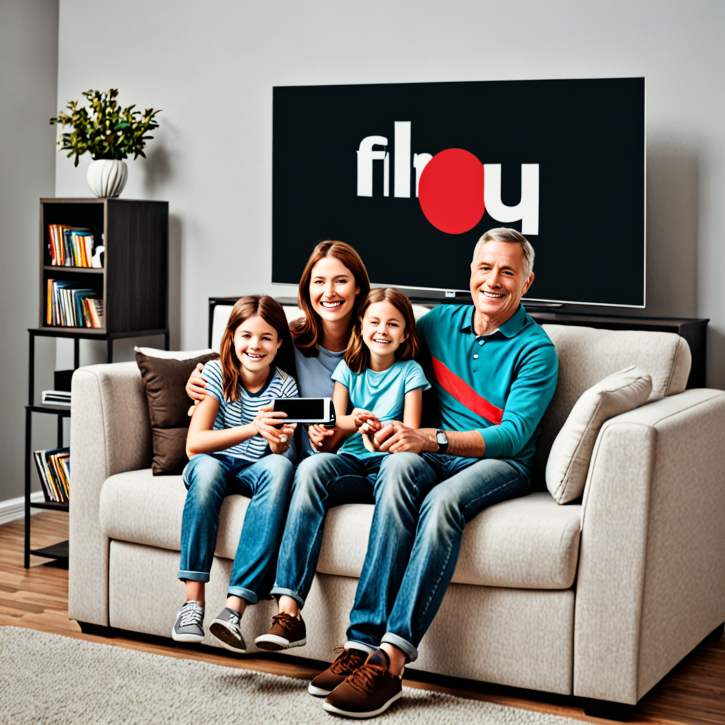 family watching tv vector