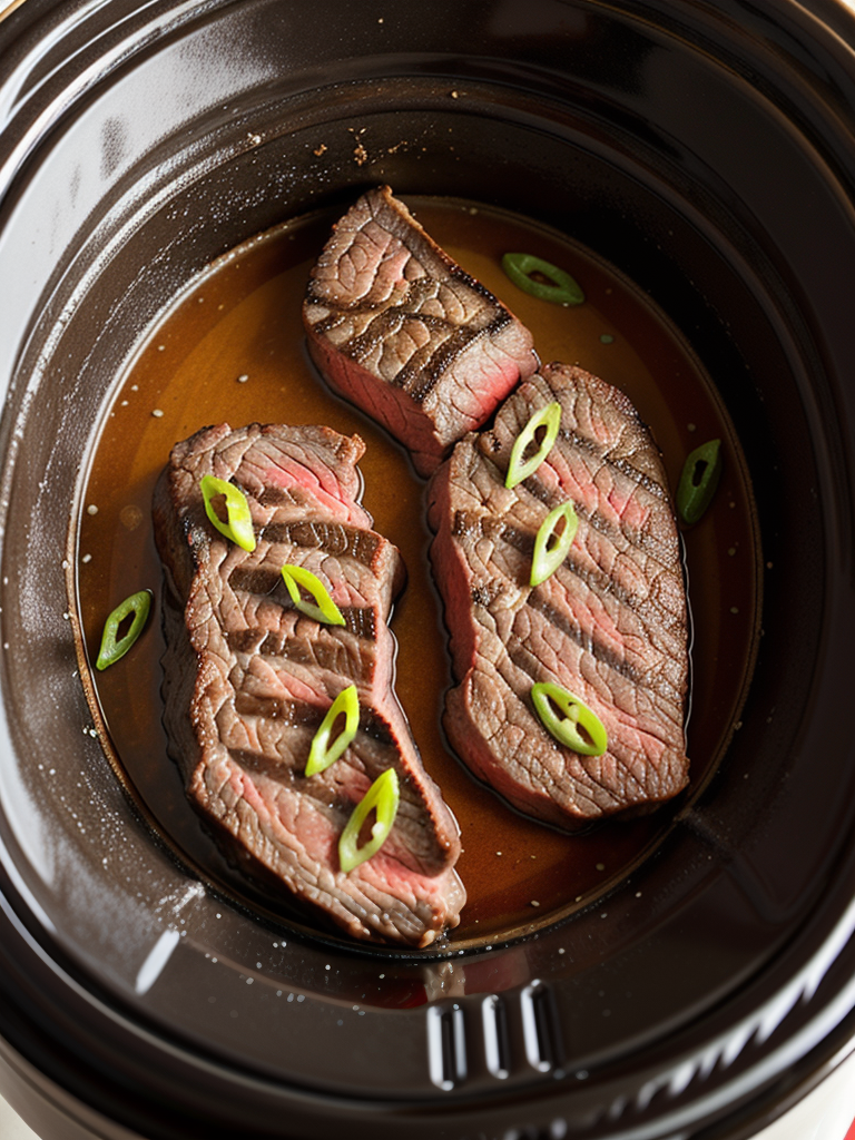 Deliciously Tender Slow-Cooked Beef with Garnished Green Onions in Sauce