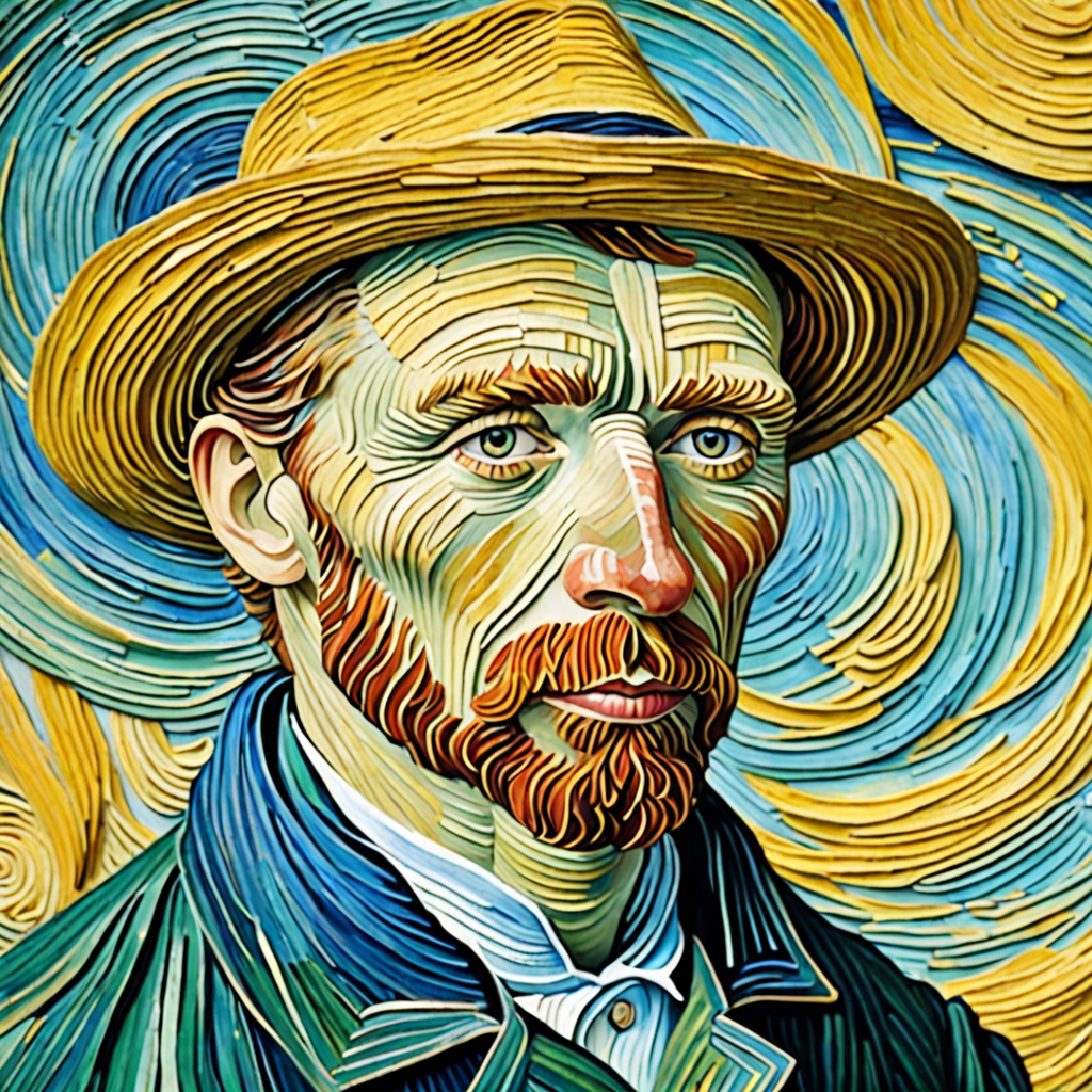 a van gogh's painting that seams to be painted with pasta peices