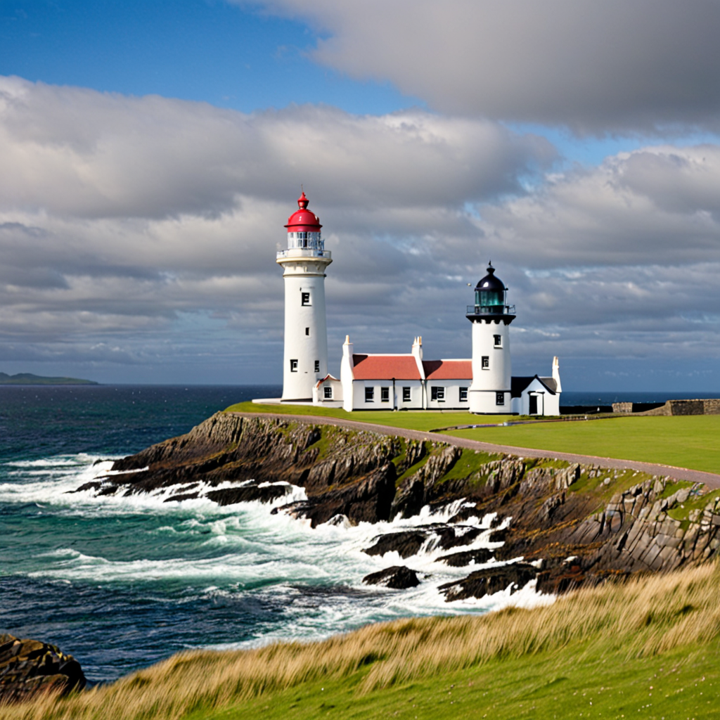 lighthouse with manor house, northern coast of scottland