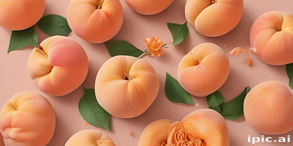 Delightful Arrangement of Fresh, Juicy Peaches Surrounded by Green Leaves