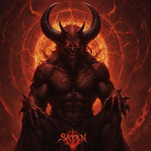 Fierce and Fiery Illustration of a Cartoonish Devil Named Satan