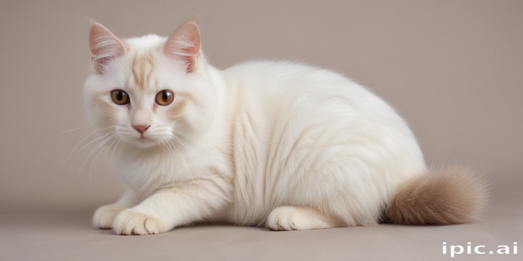 A Fluffy Cream-Colored Cat Posing Elegantly on a Soft Background.
