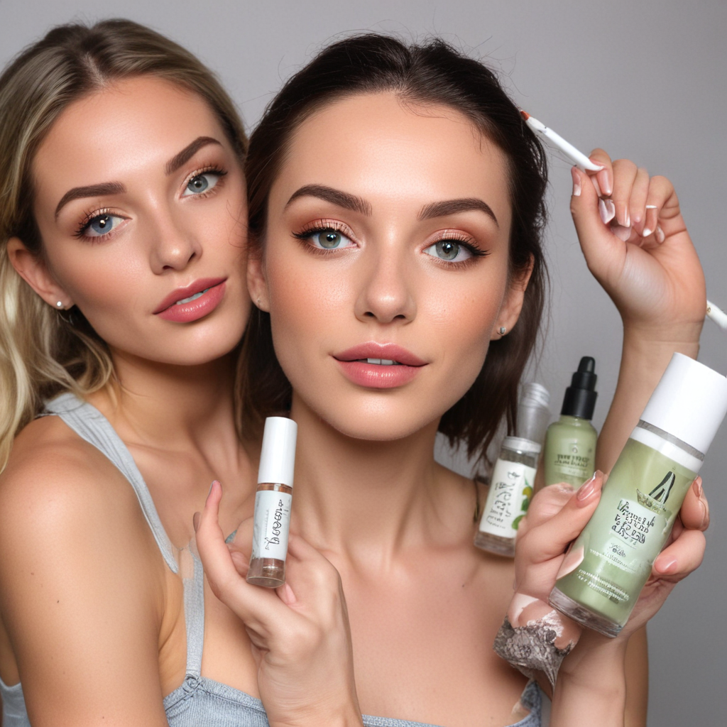 Two Beautiful Models Showcasing a Range of Skincare Products for ...