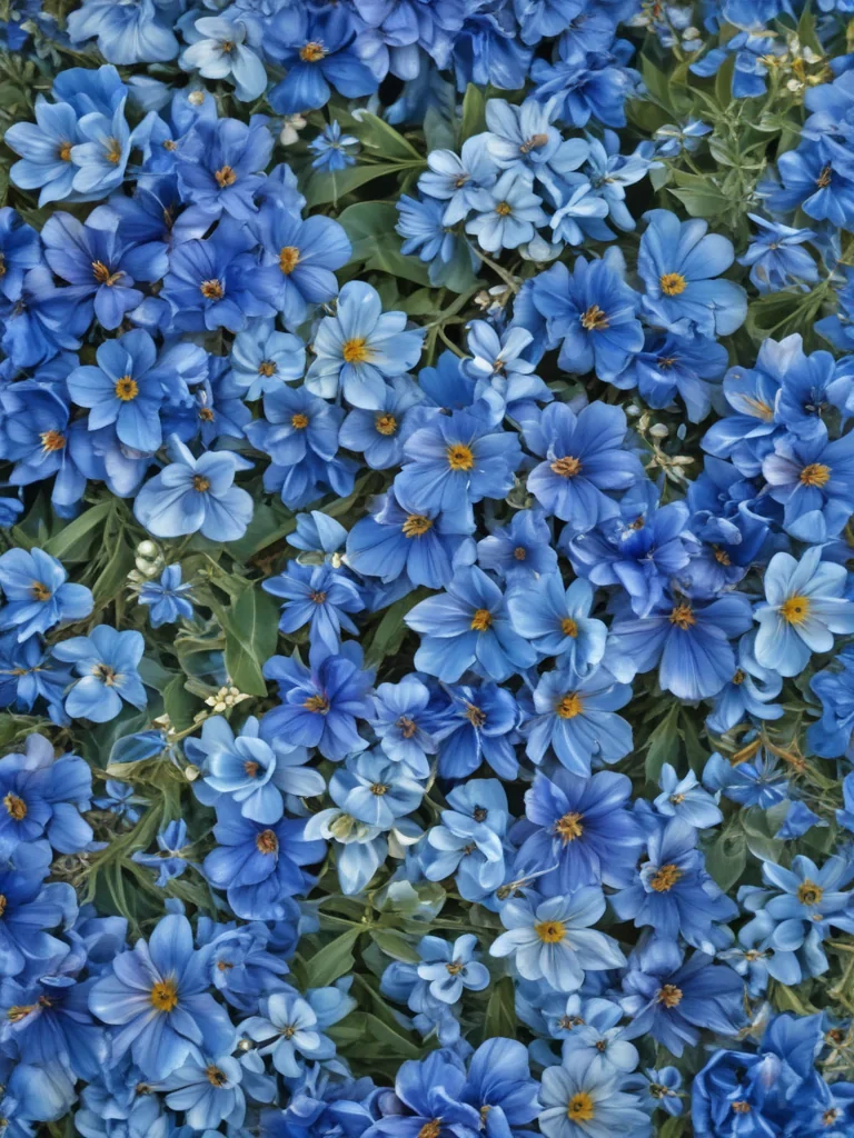 A Vibrant Meadow of Blue Flowers in Full Bloom Captivating Nature's Beauty