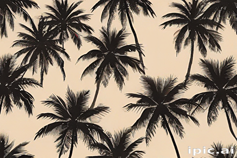 Silhouetted Palm Trees Against a Soft Beige Background Evoking Tropical ...