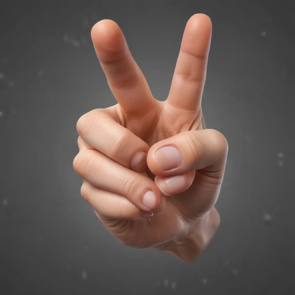 Symbolic Gesture of Peace: A Hand Displaying the Victory Sign