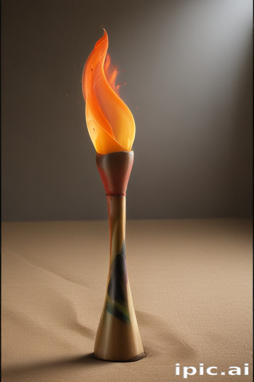 Artistic Representation of a Flame Emerging from a Wooden Torch