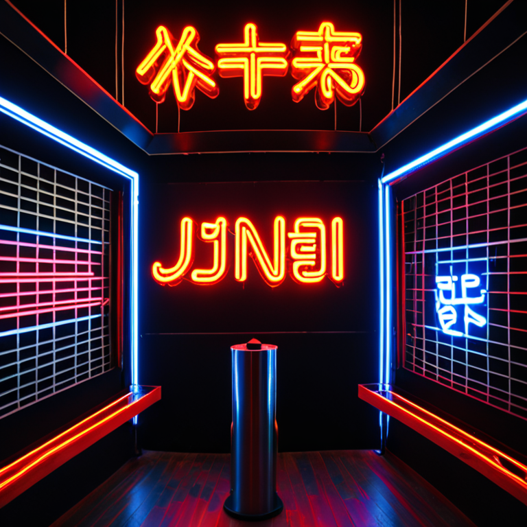 jintai is name on a neon sign surreal art
