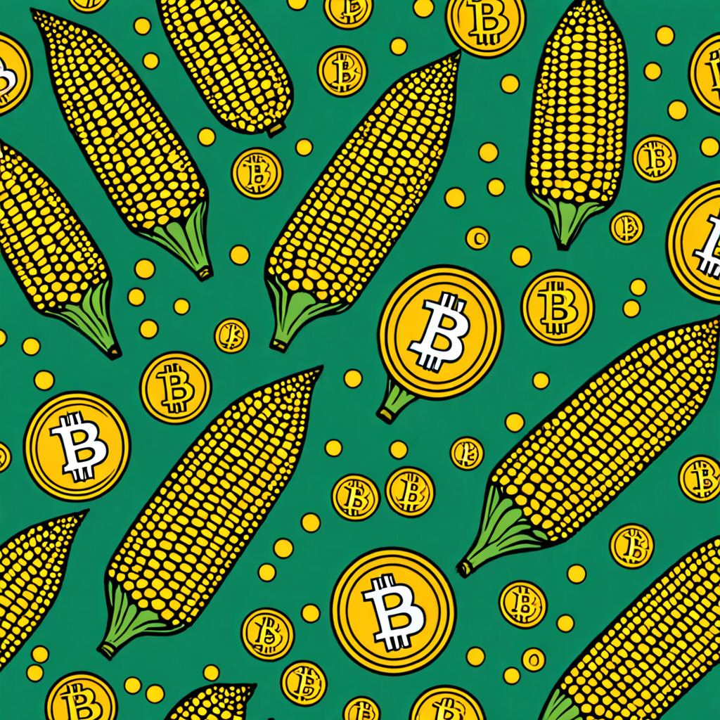 Corn Cobbs and bitcoin logo pattern