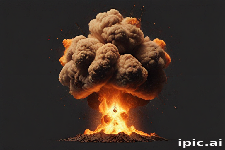 Massive Explosion Creates Towering Mushroom Cloud Against Darkened ...