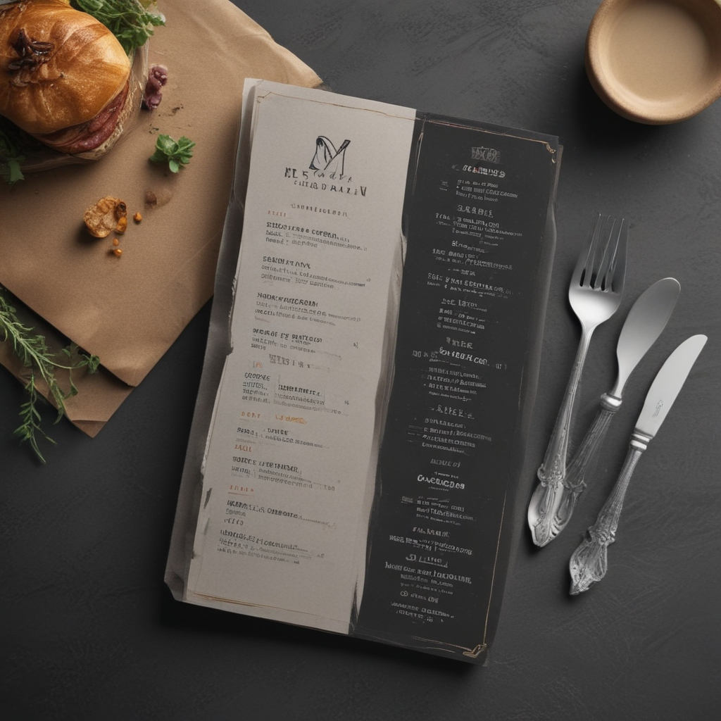 Elegant Restaurant Menu Showcasing Gourmet Dishes and Culinary Delights