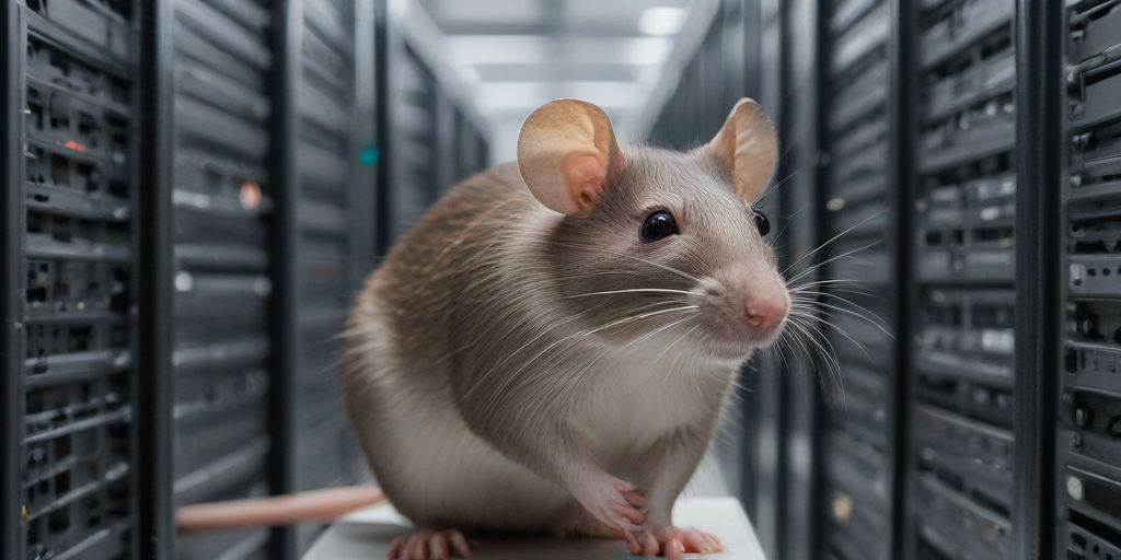A rat in a server room from a datacenter
