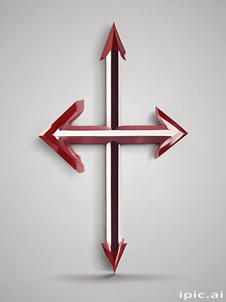 Directional Arrows Intersecting to Form a Unique Cross Shape Design