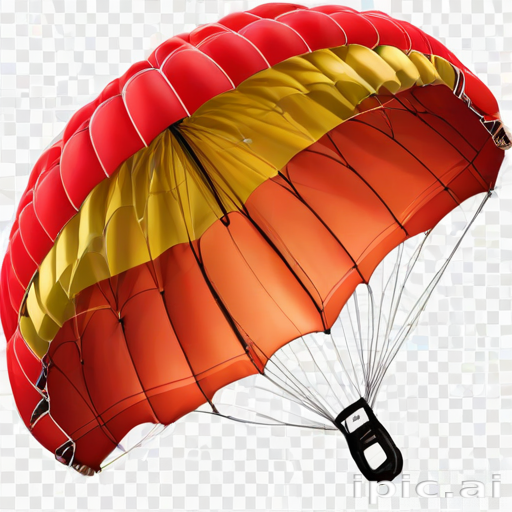 Vibrant Red and Yellow Parachute Ready for an Exciting Sky Dive Adventure