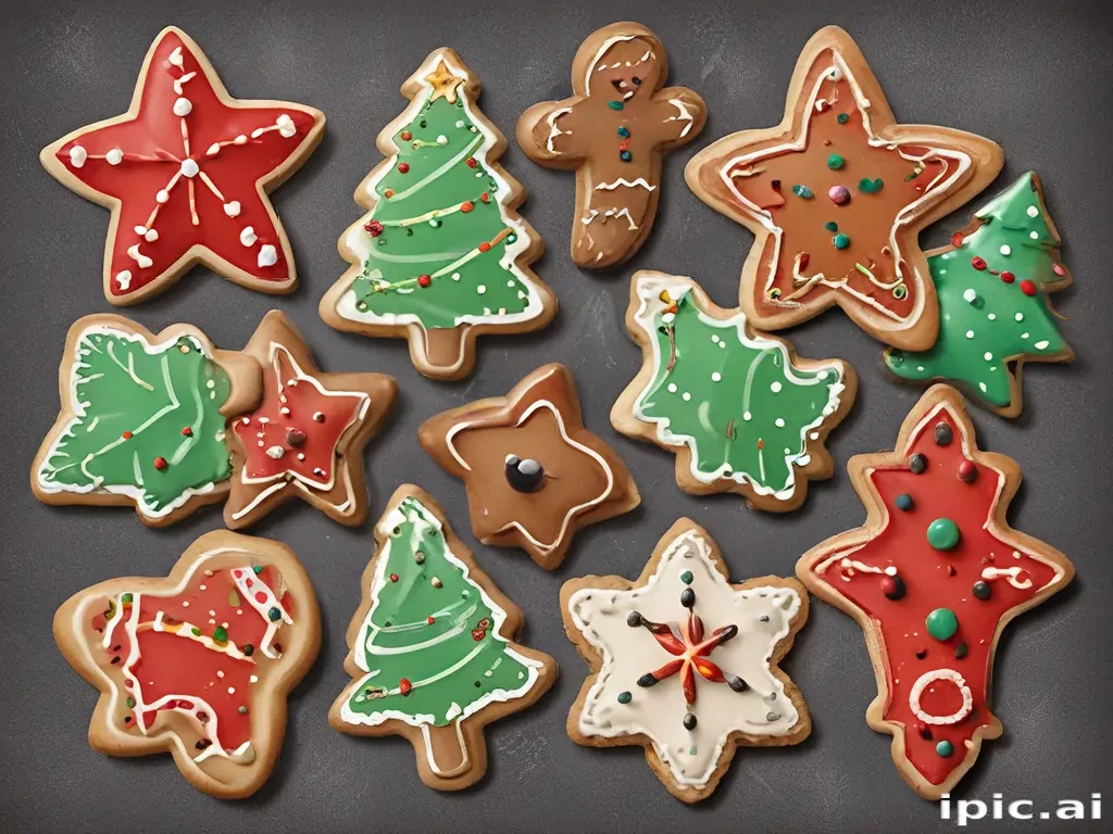 Deliciously Decorated Christmas Cookies in Festive Shapes and Colors