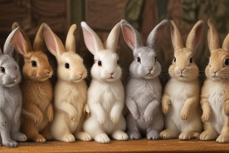 A Charming Lineup of Adorable Plush Rabbits in Various Colors