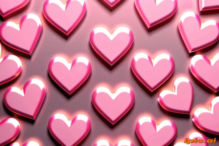 Vibrant Pattern of Shiny Pink Hearts Against a Soft Background
