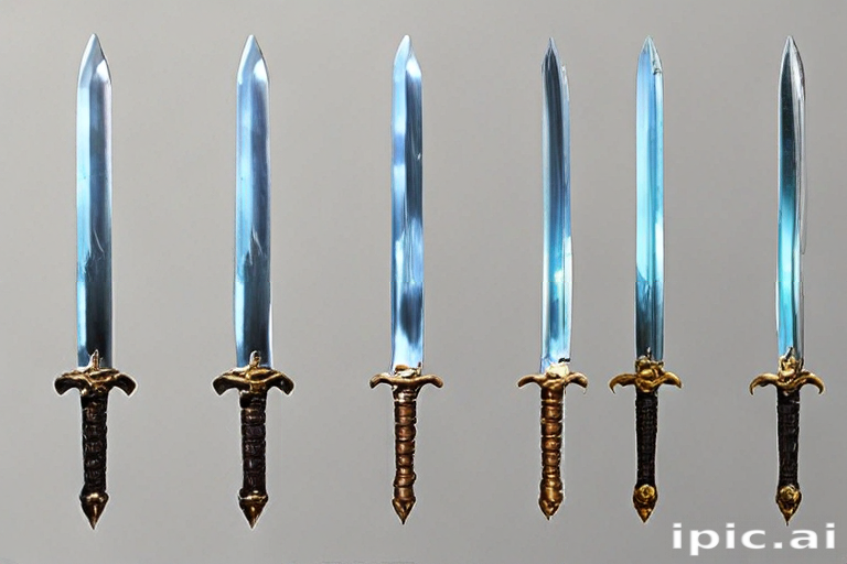 Collection of Exquisite Fantasy Swords with Glowing Blue Blades and ...